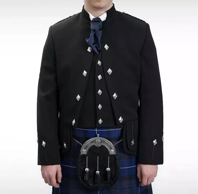 Scottish Men’s Blend Wool Double Military Tunic Sherrifmuir Kilt Jacke ...